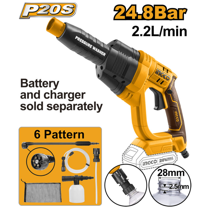 CPWLI2008 - HIDROLAVADORA 20V 24.8 BAR - SIN BAT. NI CARGADOR - Ingco Tools Argentina